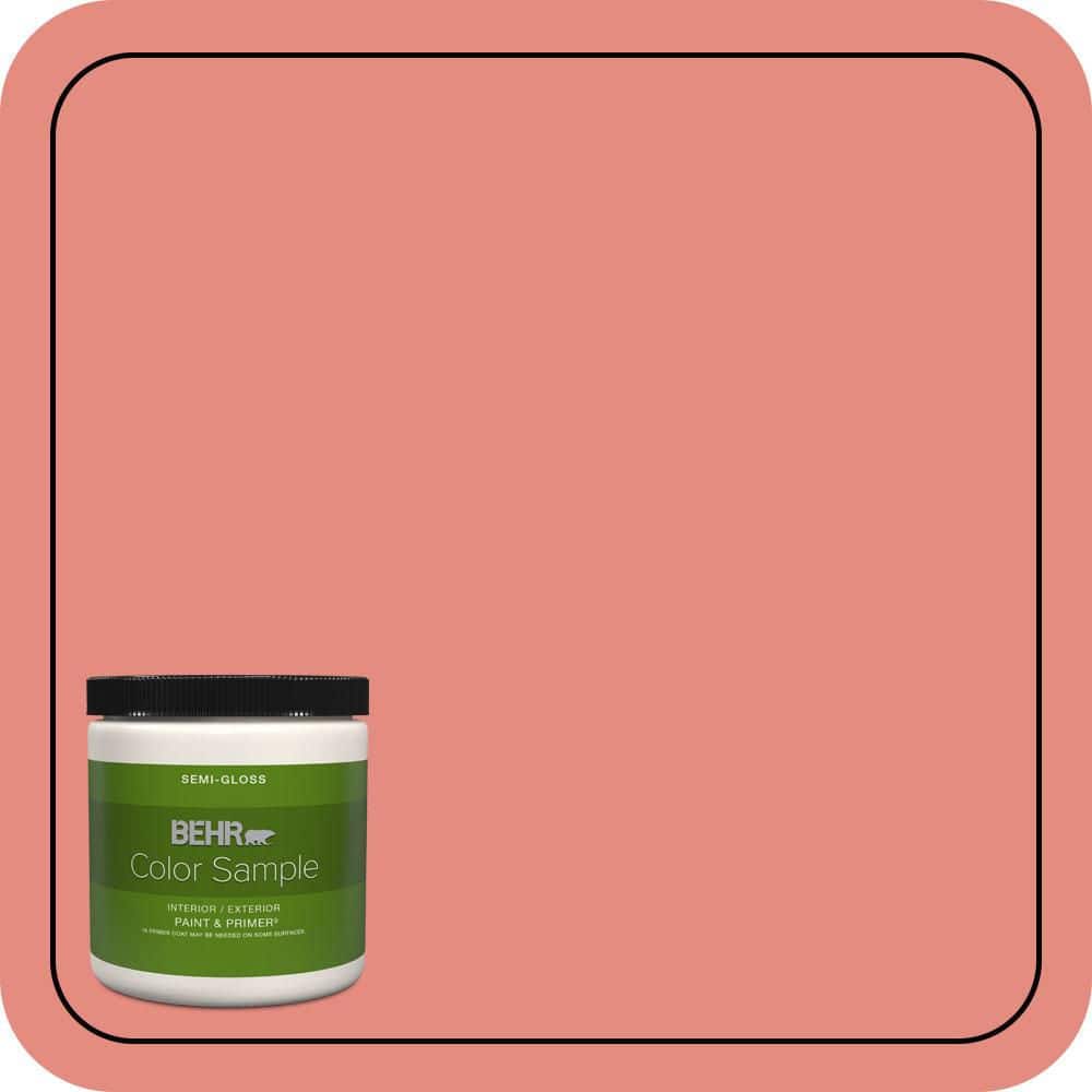 BEHR PREMIUM PLUS 8 oz. #190D-5 Peony Pink Semi-Gloss Interior/Exterior ...