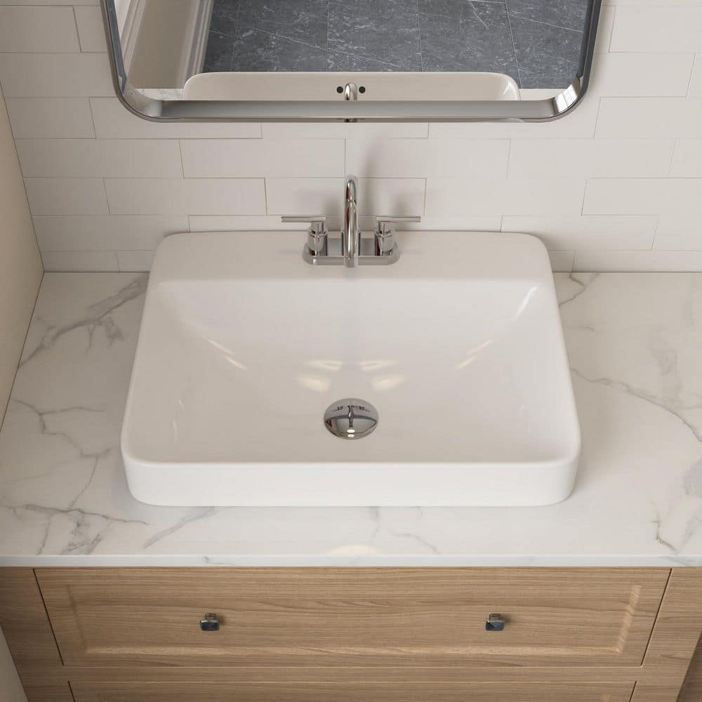 DEERVALLEY 23.8 in. L x 19 in. W Rectanglar Ceramic Bathroom Semi ...