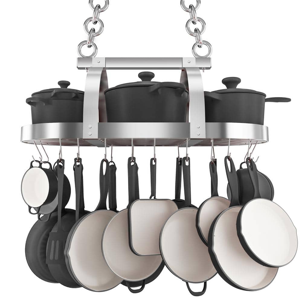 KES Chrome Ceiling Oval Pot Rack for Kitchen with 20 S Hooks ...