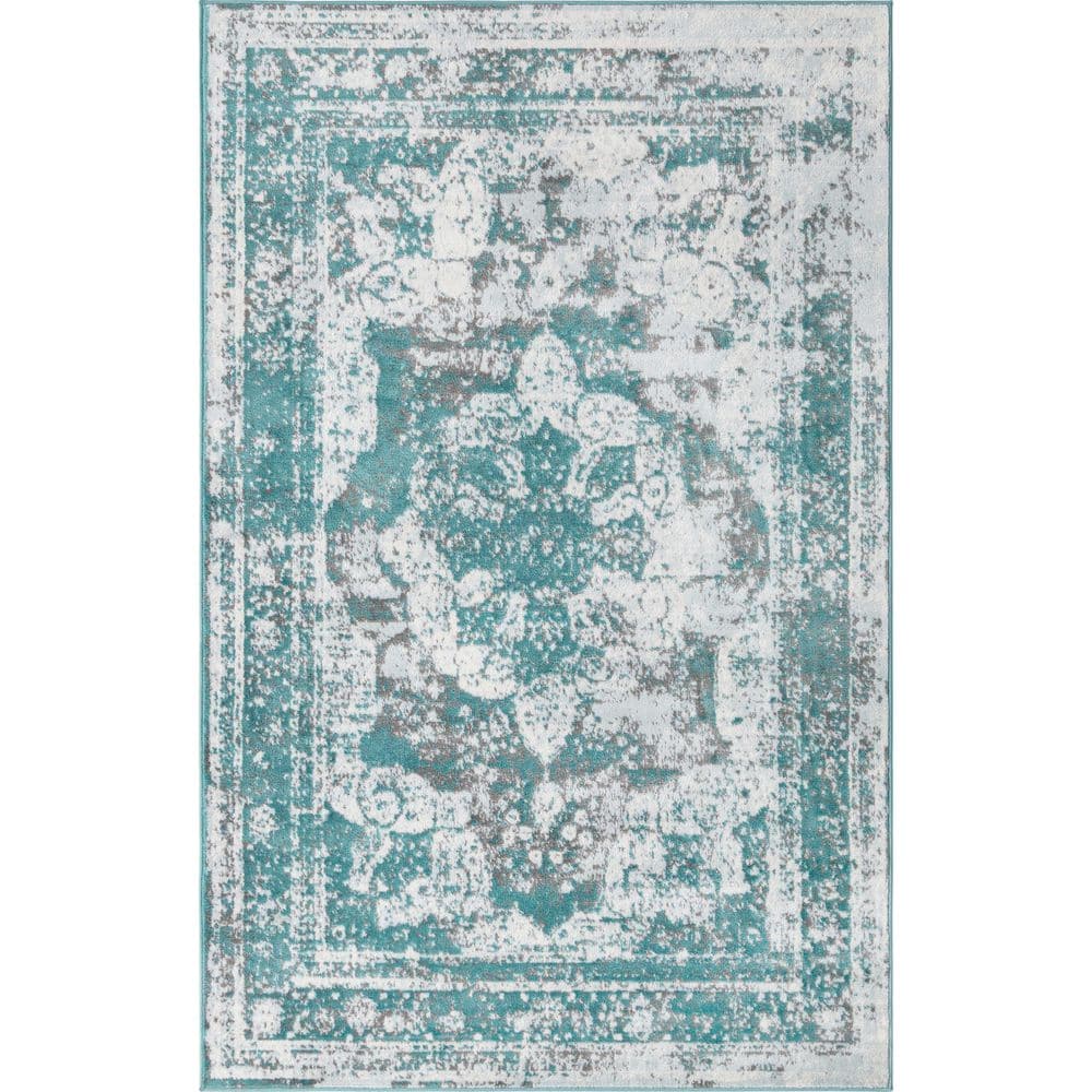 Unique Loom Sofia Salle Garnier Turquoise 5' 0 x 8' 0 Area Rug 3137827 ...