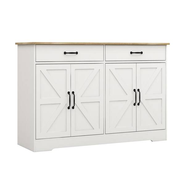 Reviews for White MDF 47.95 in. 4-Door Sideboard Farmhouse Buffet ...