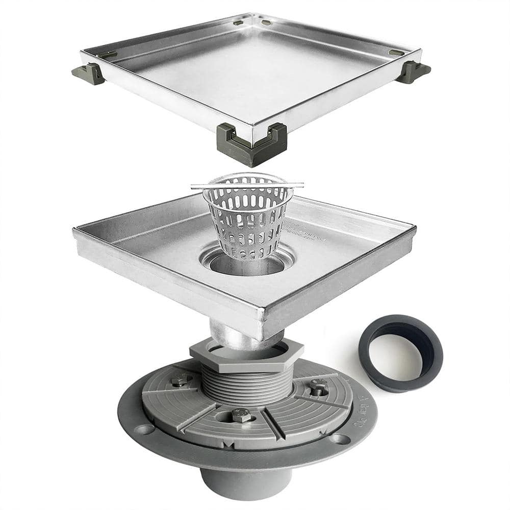 Neodrain 6 in. x 6 in. Stainless Steel Square Shower Drain with Tile-In ...