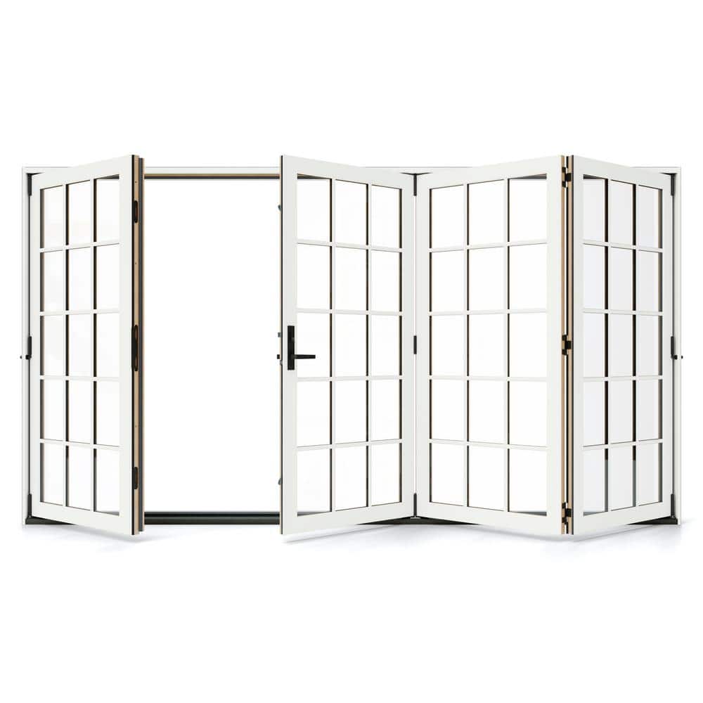 JELD-WEN W5500 124 in. x 80 in. Modern White LeftHand/Outswing Aluminum ...