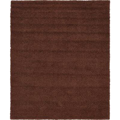 Unique Loom Solid Shag Chocolate Brown 6 ft. x 9 ft. Area Rug 3126288 ...