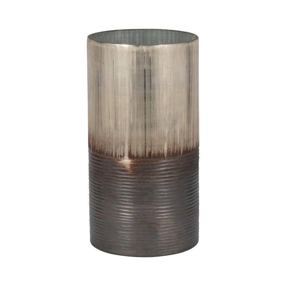 Liv & Skye 13 in. Silver Glass Metallic Two-Tone Decorative Vase 18465 ...