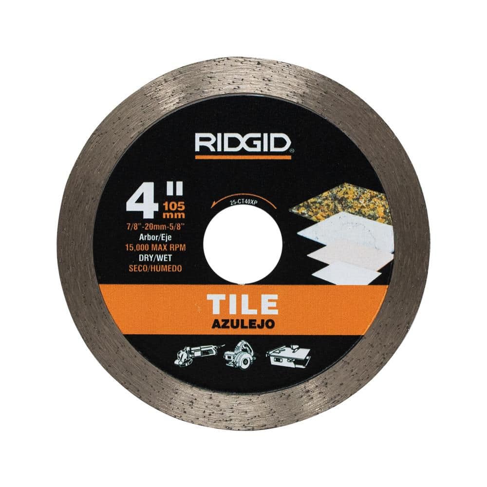 RIDGID 4 in. Tile Continuous Rim Diamond Saw Blade 25-CT40XP - The Home ...