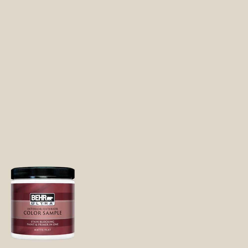 BEHR ULTRA 8 oz. #UL170-14 Canvas Tan Matte Interior/Exterior Paint and ...