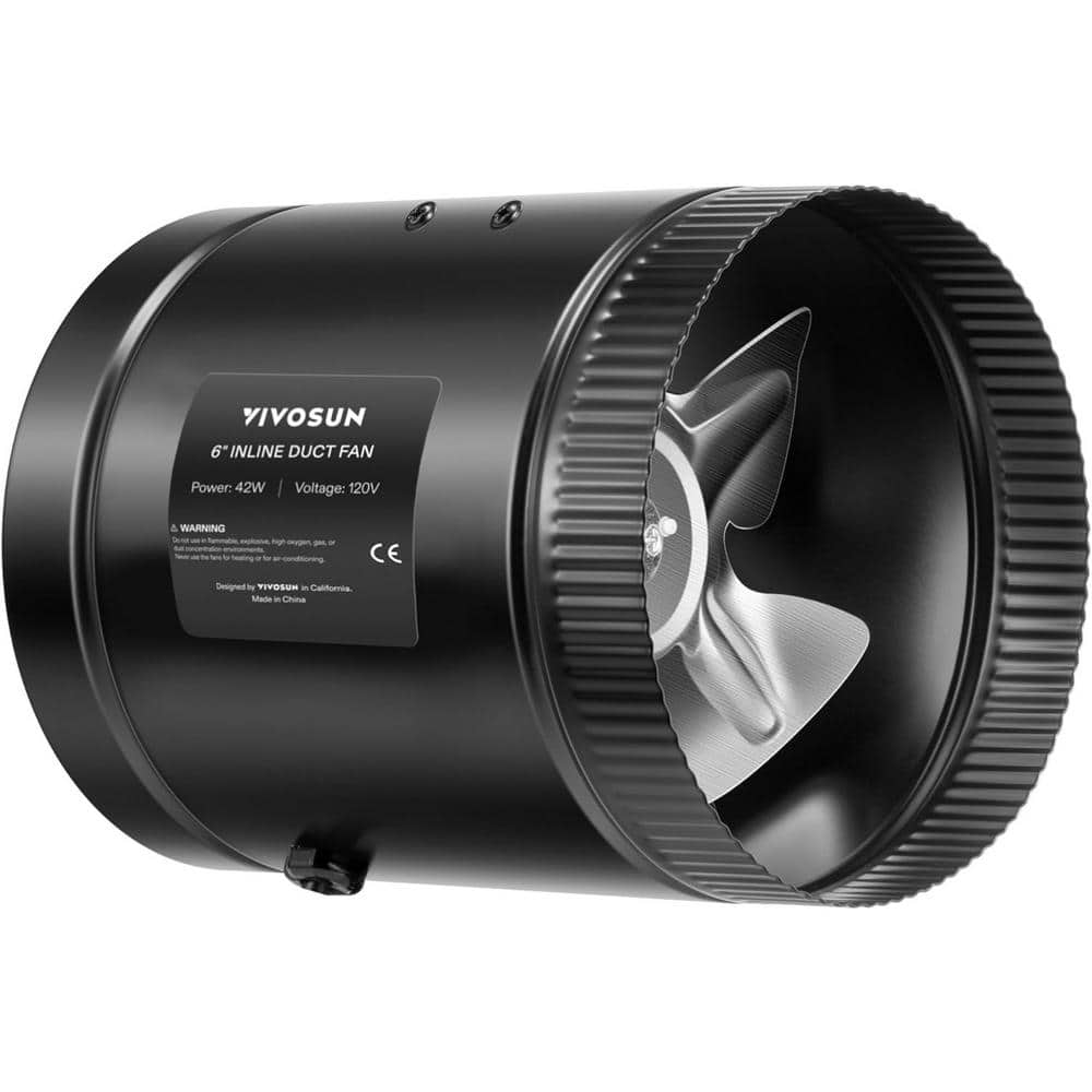 VIVOSUN 240 CFM 6 in. Inline Booster Duct Fan with Low Noise in Black ...