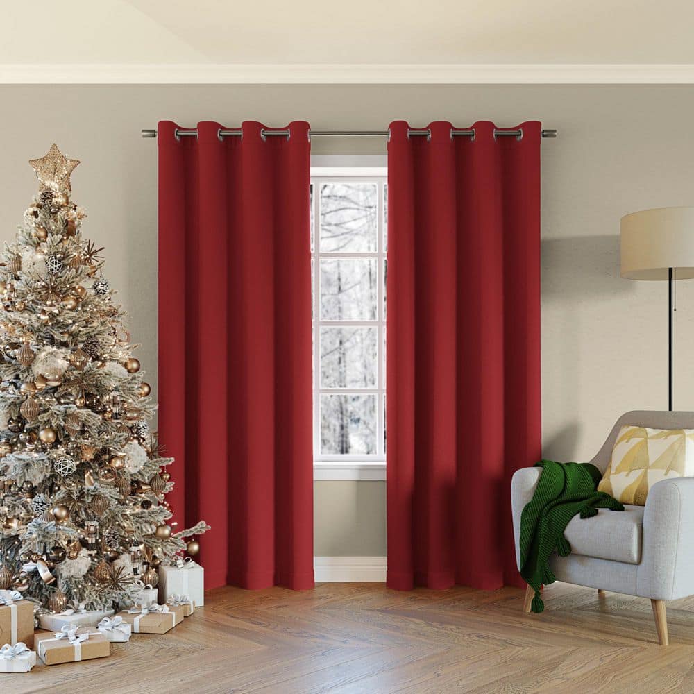 Sun Zero Saxon Energy Saving Red Polyester 54 in. W x 63 in. L Grommet ...