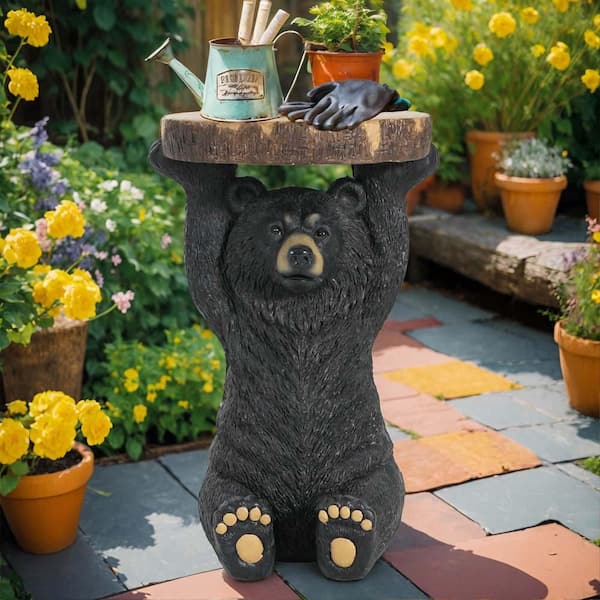 Black Bear Statue Outdoor Garden Patio Decoration Black Bear Side Table ...