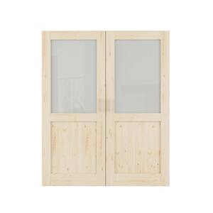 ARK DESIGN 48 in. x 80 in. 1/2Lite Frosted Glass Unfinish Pine Solid ...