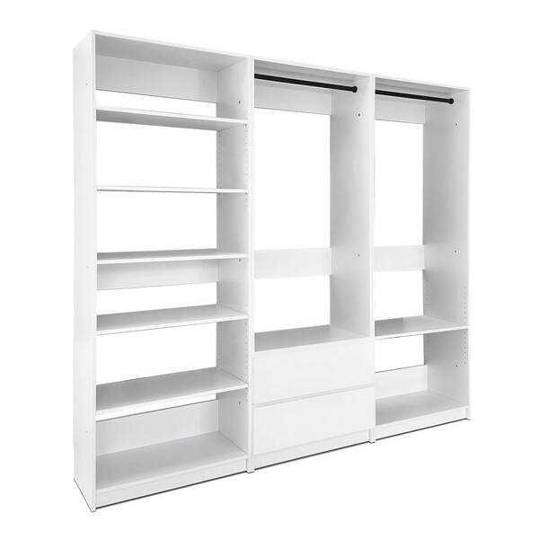 Klair Living Prosper 96 in. W White Tower System Freestanding-Shelf ...