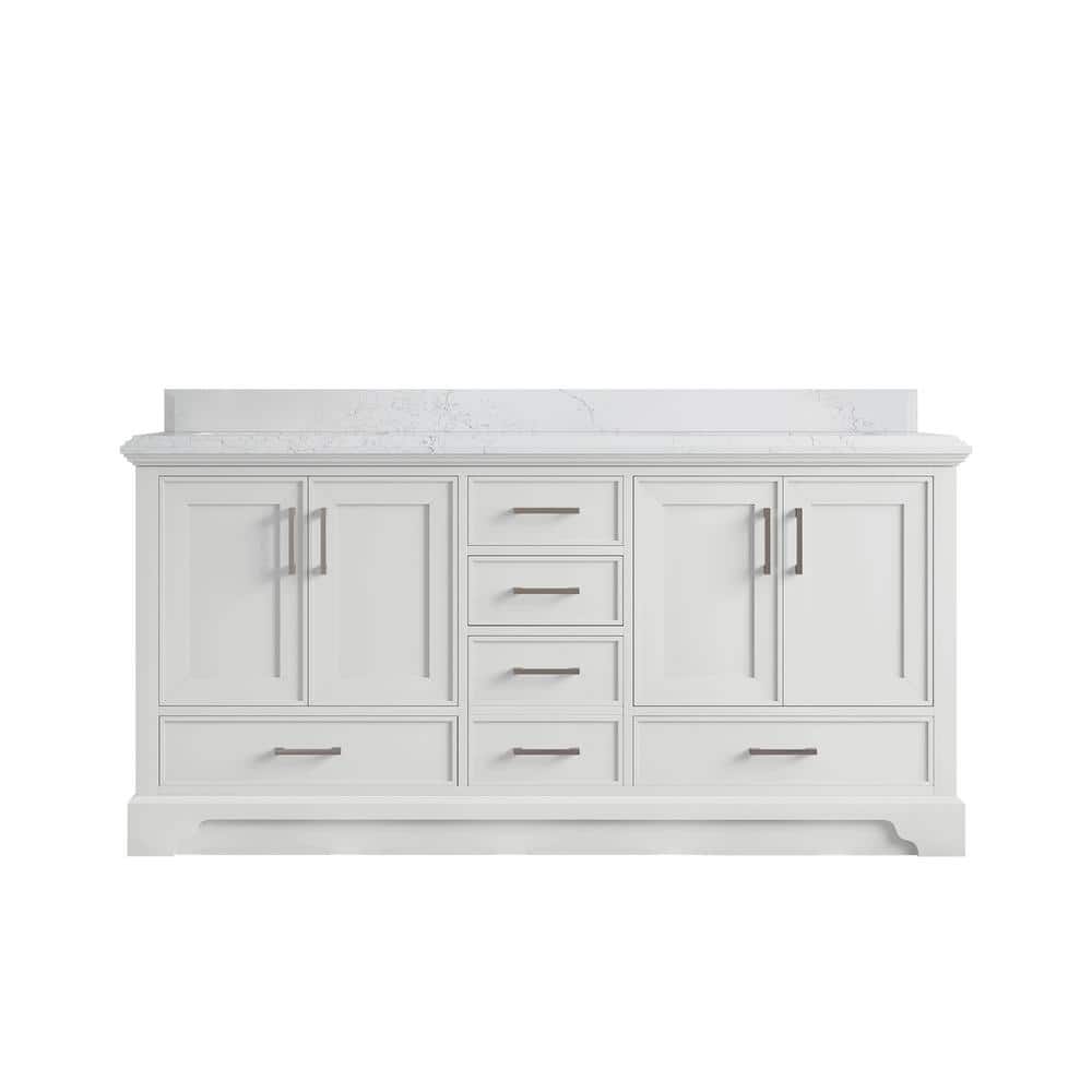 Willow Collections Charlotte 72 in. Double Sink Freestanding White Bath ...