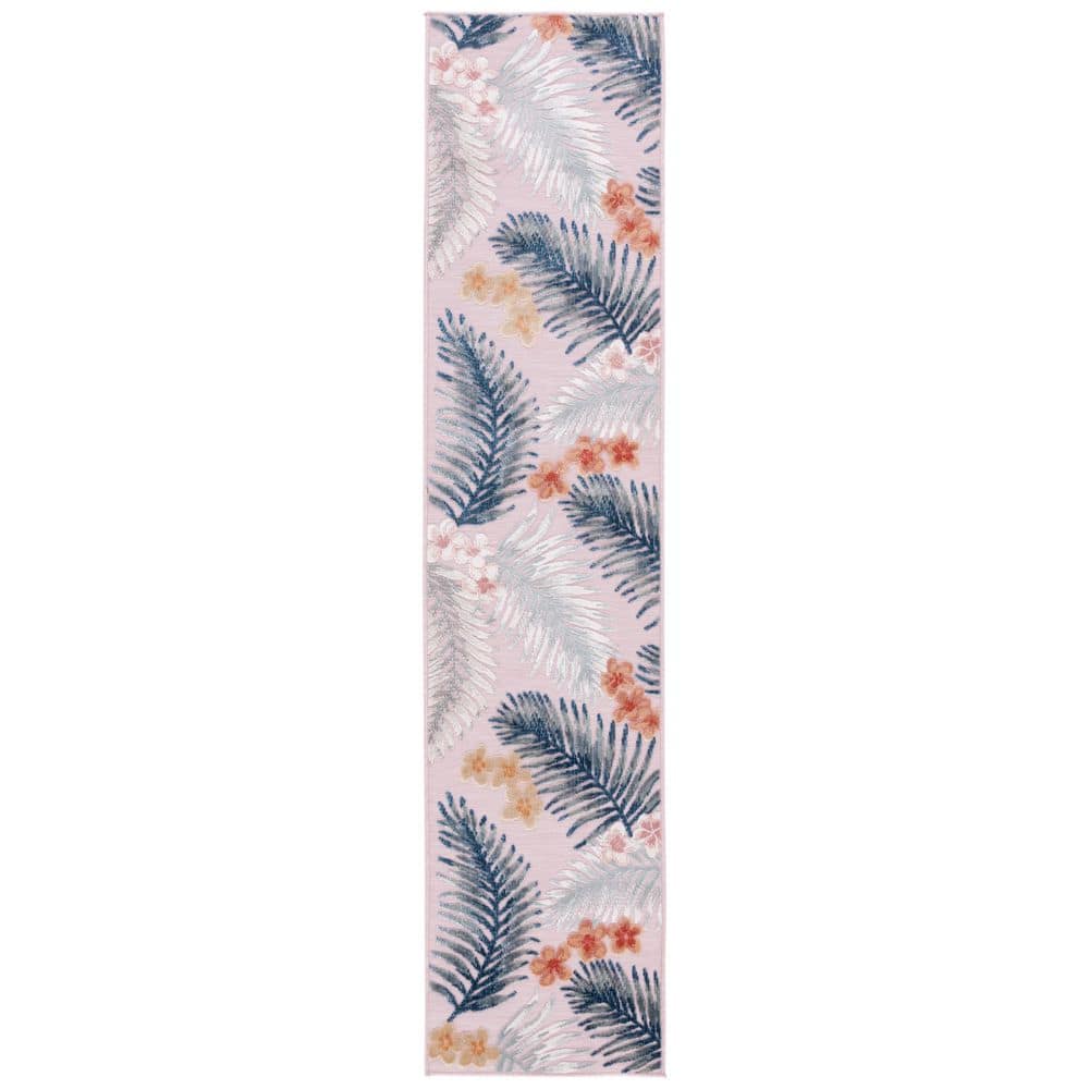 SAFAVIEH Cabana Pink/Gray 2 ft. x 9 ft. High-Low Botanical Floral ...