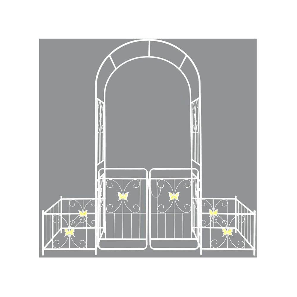 Phewnyzo 86 in. Outdoor Garden Trellis with Gate Metal Arch limbing ...