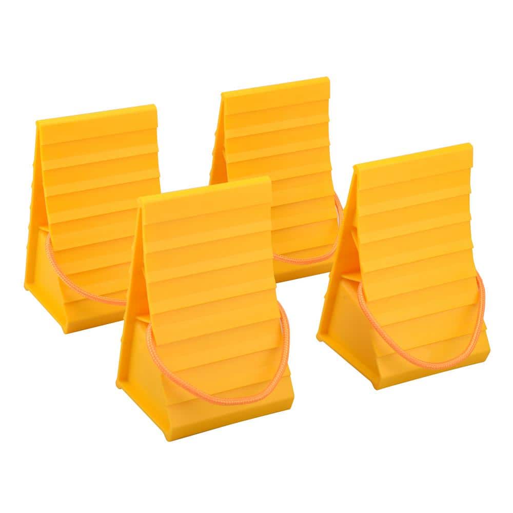 BRIDGELAND Plastic Construction Wheel Chock with Pull Rope (4-Pack ...