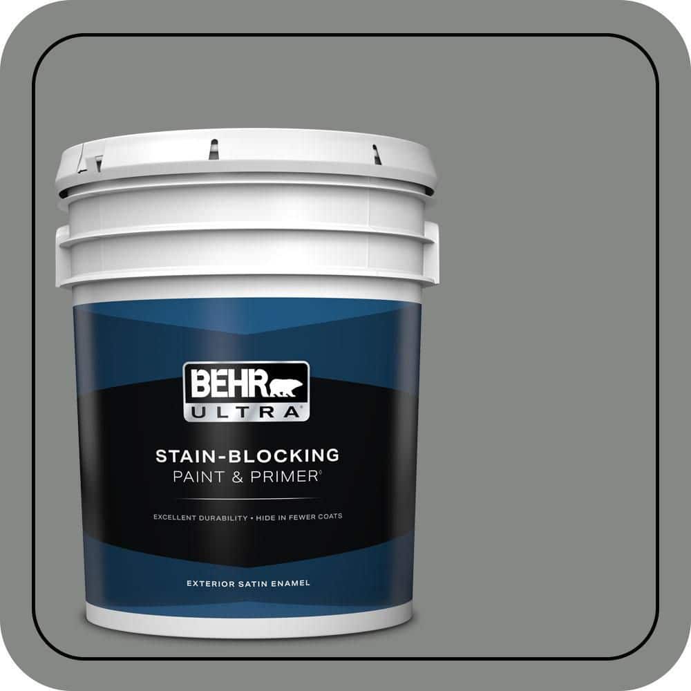 BEHR ULTRA 5 gal. #PPU25-17 Euro Gray Satin Enamel Exterior Paint ...
