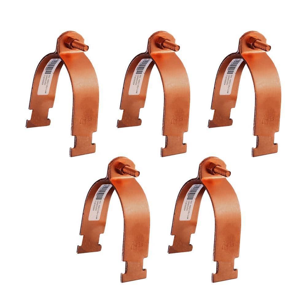 PLUMBFLEX 4 in. Copper Epoxy Coated Steel Strut Clamp (5-Pack) 04CLSTCP ...
