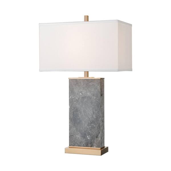 Titan Lighting Prosper 30 in. Grey Marble Table Lamp with Gray Marble Textured Glass Shade and ...