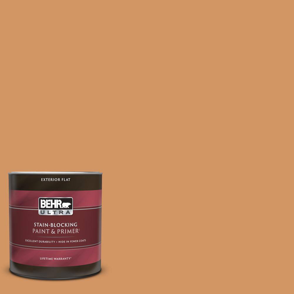 BEHR ULTRA 1 qt. #280D-5 Glazed Pecan Flat Exterior Paint & Primer ...