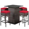 Backyard Bistro Set LOKATSE HOME 5-Piece Outdoor Bar Set - Rattan Table ...