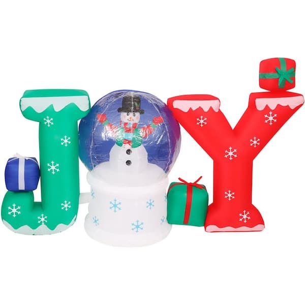 Fraser Hill Farm 4.5-Ft. Tall Pre-Lit Inflatable JOY Snow globe ...