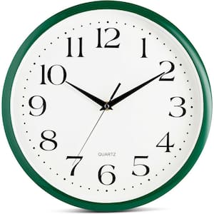 Afoxsos 10 in. Round Black Analog Plastic Frame Non Ticking Wall Clock ...