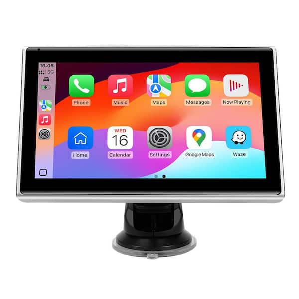 Vrbgify Portable 7 in. Wireless CarPlay Android Auto Touch Screen ...