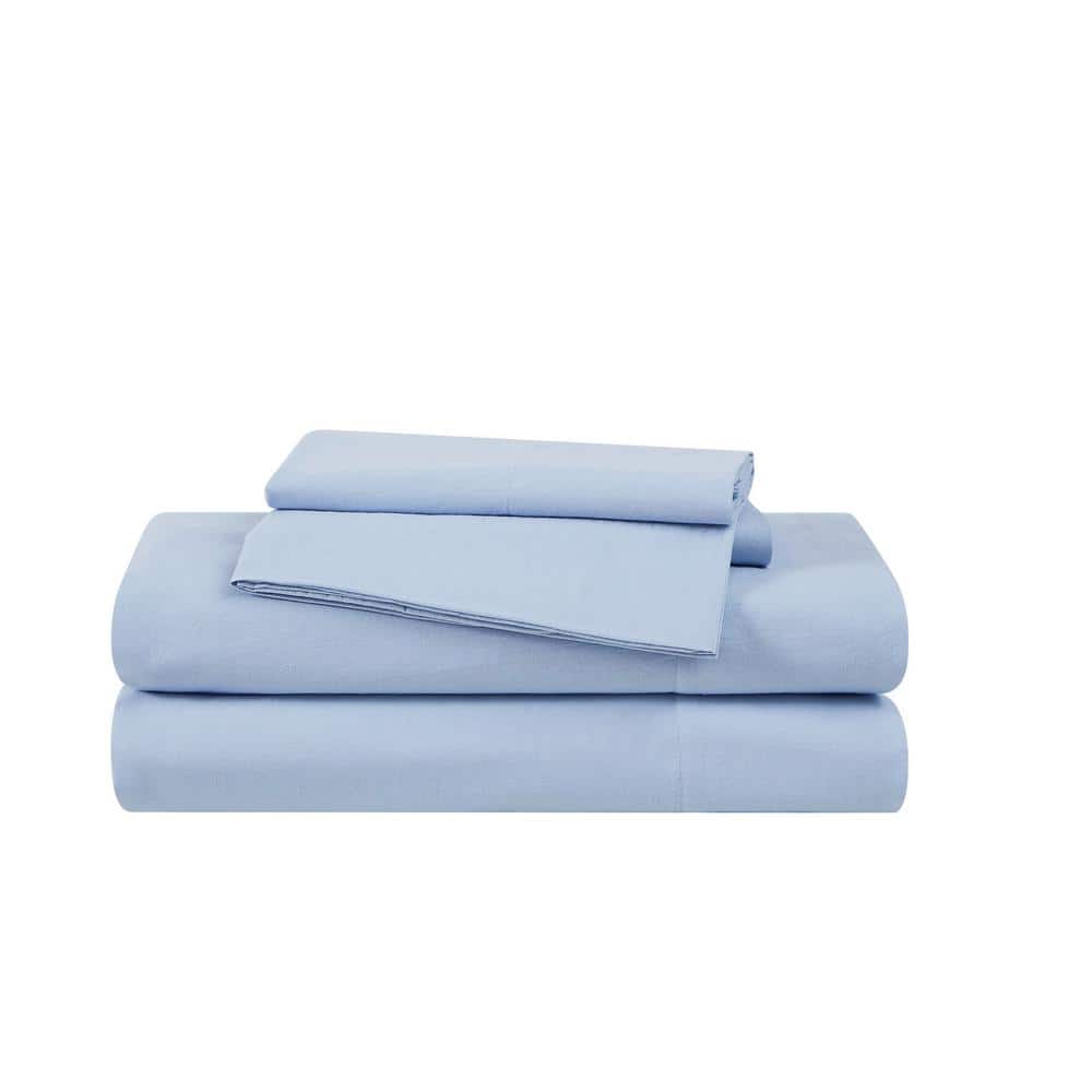 THE FARMHOUSE BY RACHEL ASHWELL Washed Cotton Blue Twin 3-Piece Sheet ...