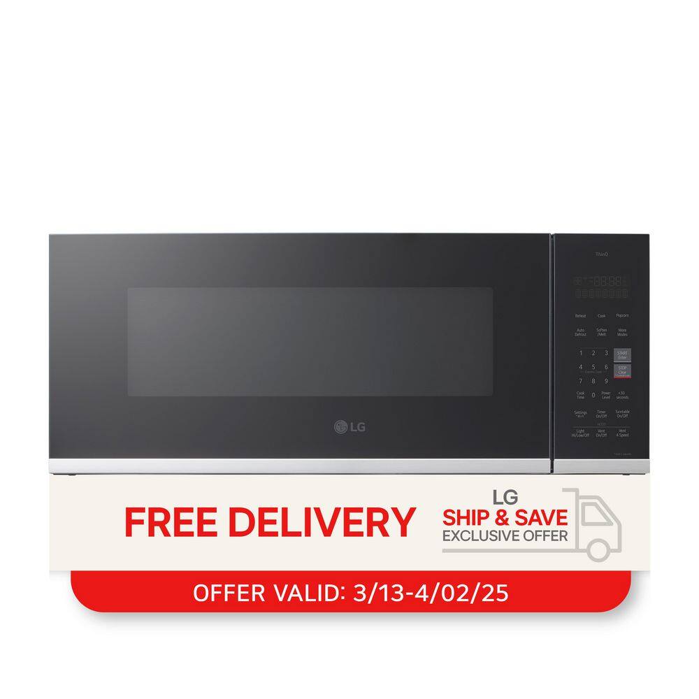 LG 1.3 cu. ft. 30 in. W Low Profile Over the Range Microwave Oven with ...