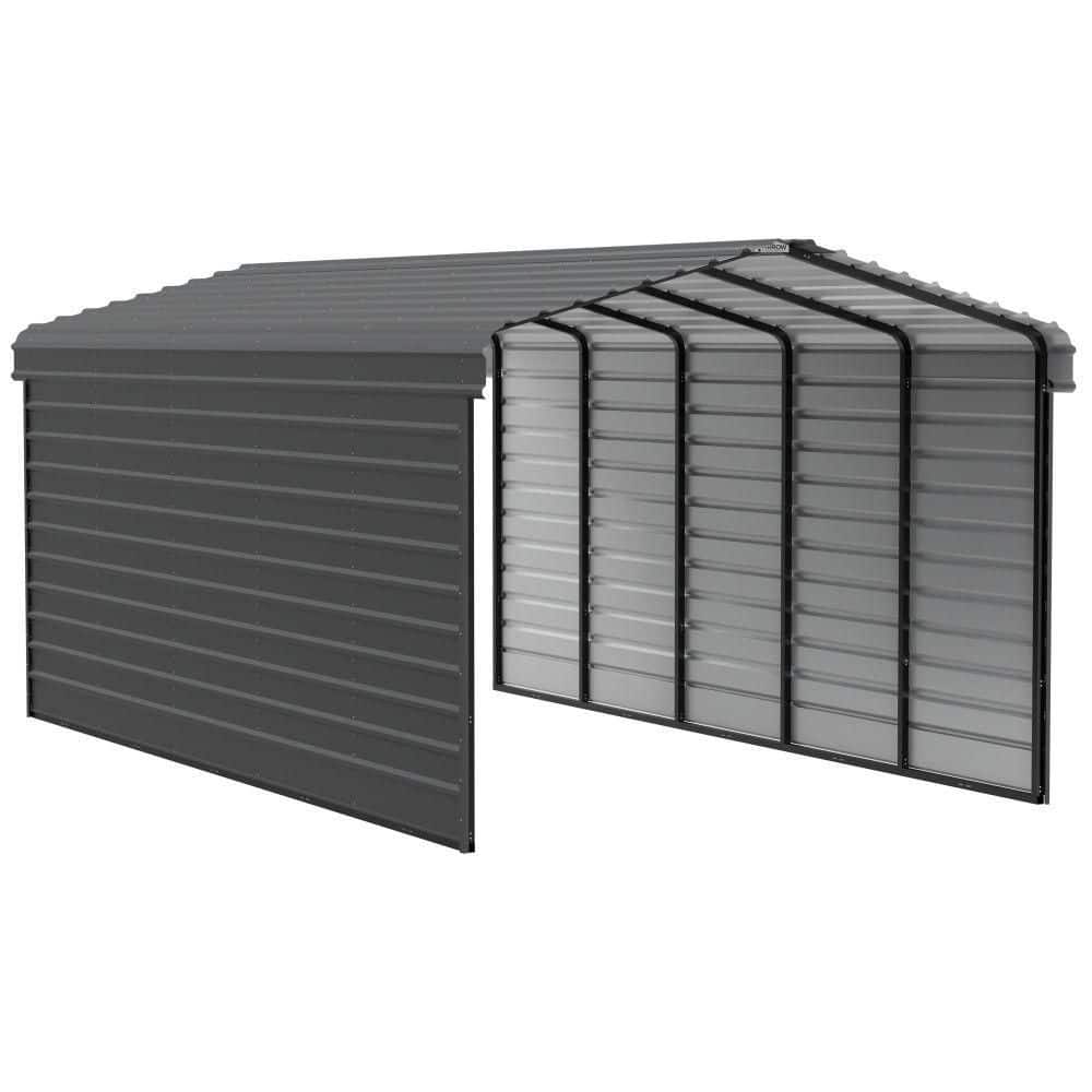 Arrow 12 ft. W x 24 ft. D x 9 ft. H Charcoal Galvanized Steel Carport ...