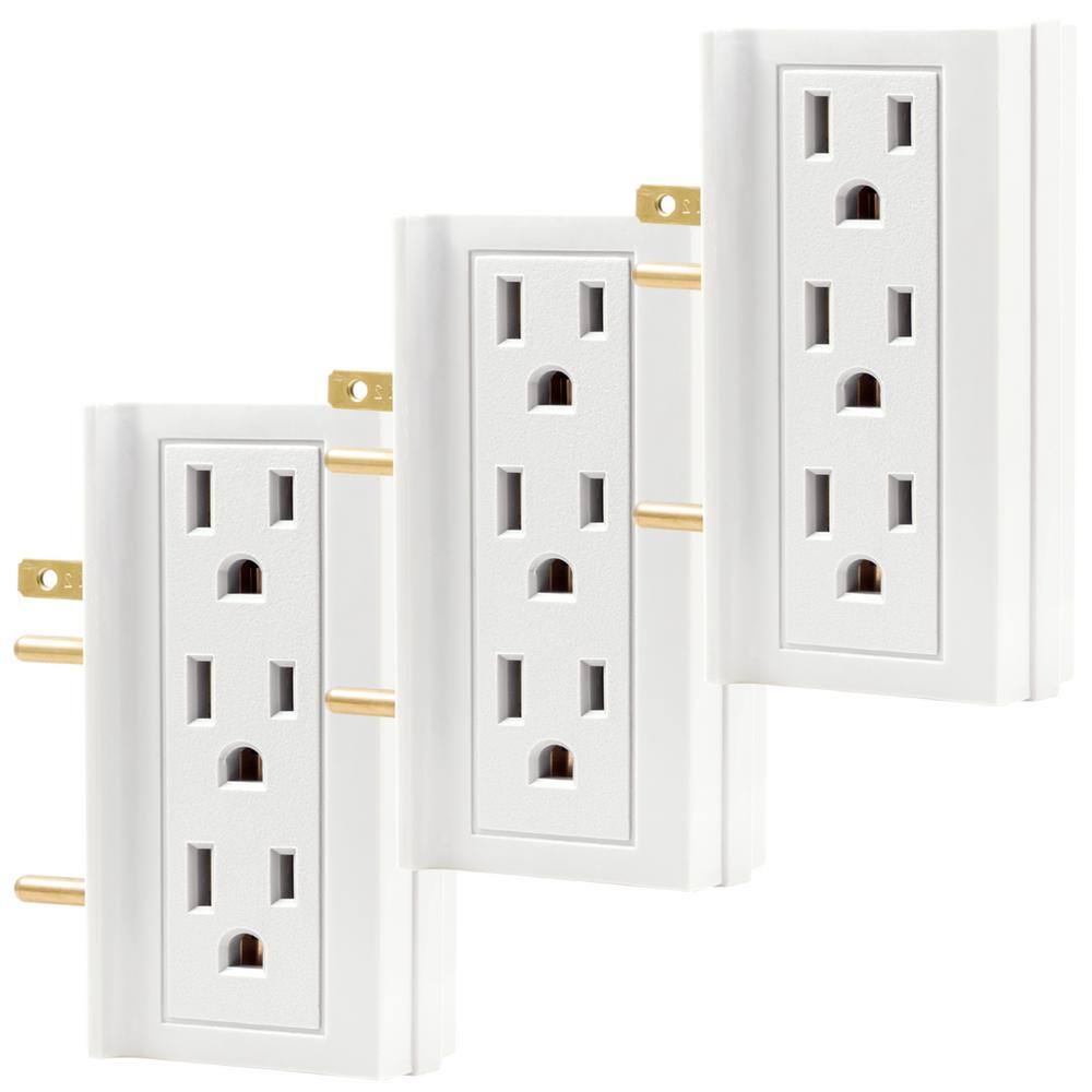 GE 6-Outlet Grounded Side-Access Tap, White (3-Pack) 48662 - The Home Depot