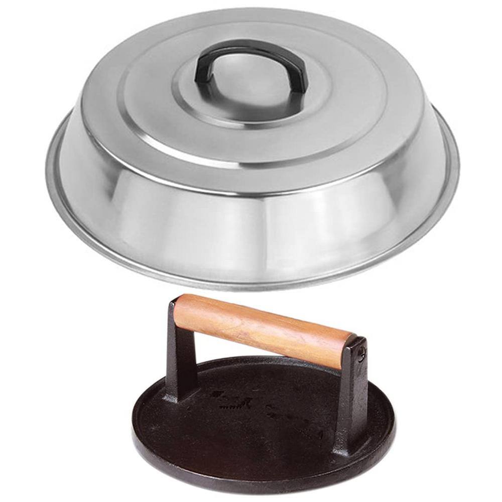 Angel Sar 12 in. Outdoor Living Grilling Set with Round Stainless Steel ...