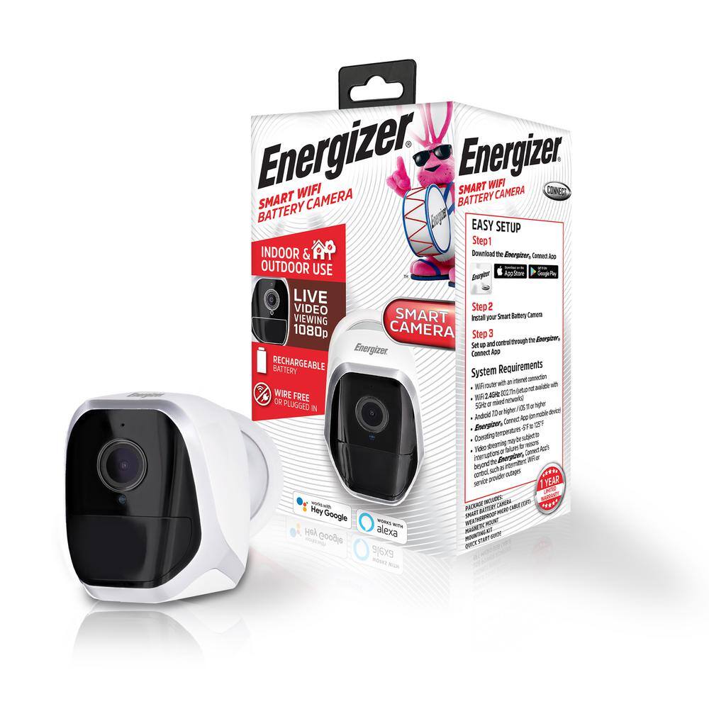 Energizer Wireless Indoor/Outdoor 1080P HD Smart Wi-Fi Rechargeable ...