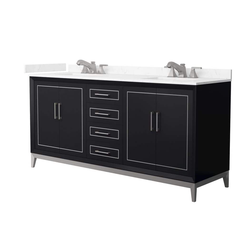 Wyndham Collection Marlena 72 in. Double Freestanding Black Bath Vanity ...
