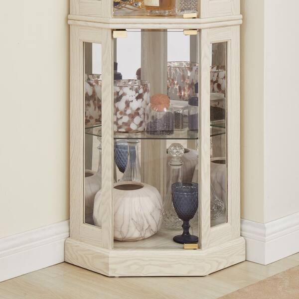 12 Bottle Antique White Wine Rack Corner Glass Cabinet Lighted Curio Cabinet Corner Display Case for Living Room W2275P1gw10g The Home Depot