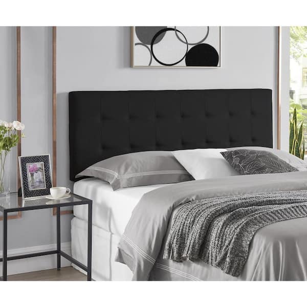 HOMESTOCK Black Upholstered Tufted Headboard for Full and Queen Beds Height Adjustable Headboard 71134HDC
