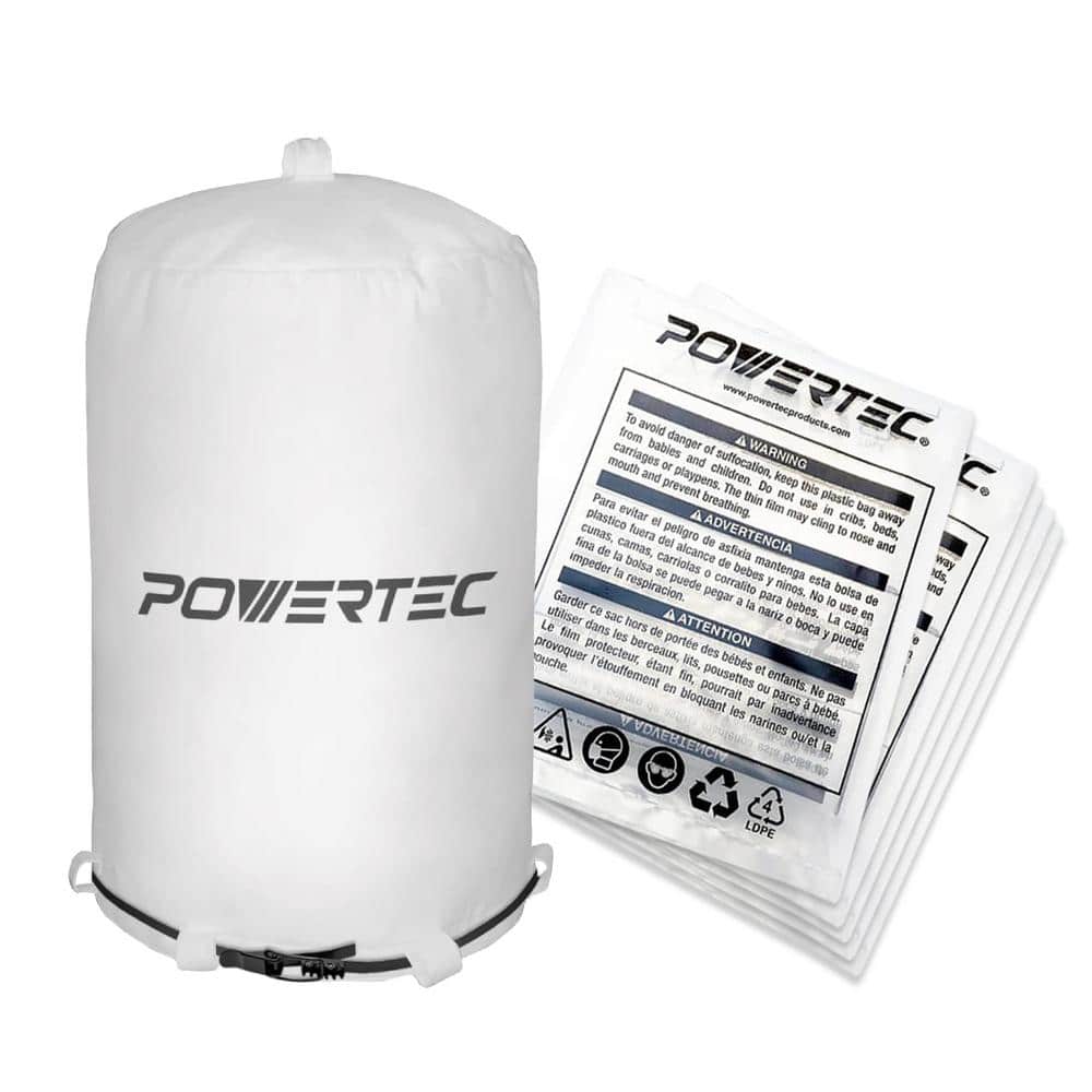 ‎POWERTEC 21 in. x 31 in. Micron Filter Upper Bag with Band Clamp and 5 ...