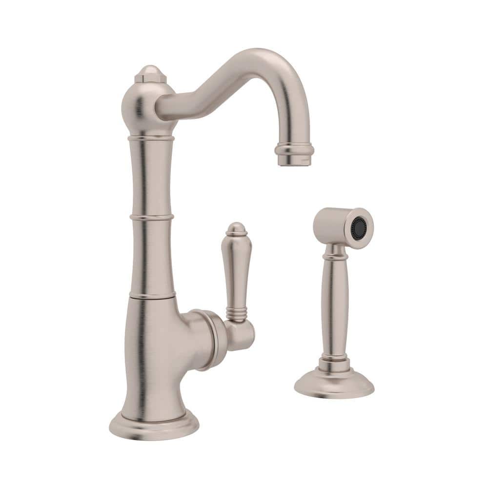 ROHL Single-Handle Standard Kitchen Faucet with Side Sprayer in Satin ...