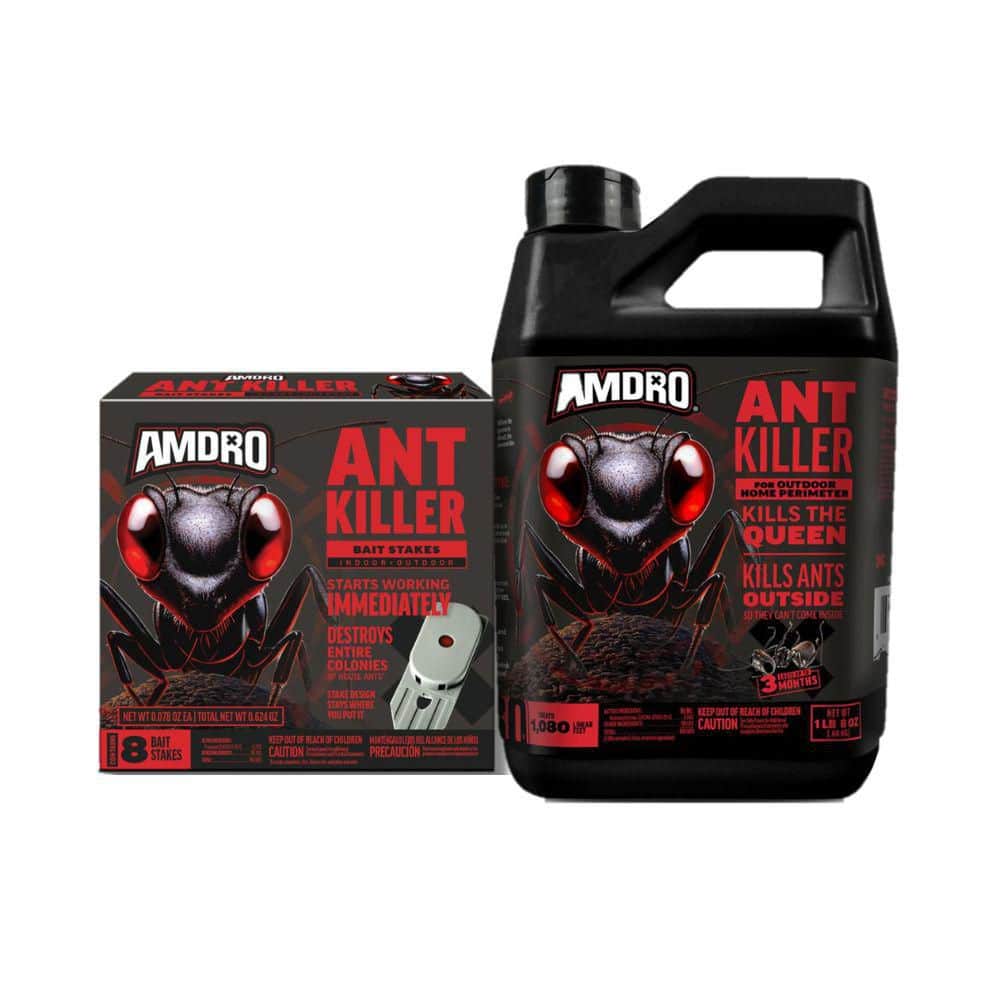 AMDRO Indoor/Outdoor Ant Killer Bait Stakes (8-Count) and 24 oz ...