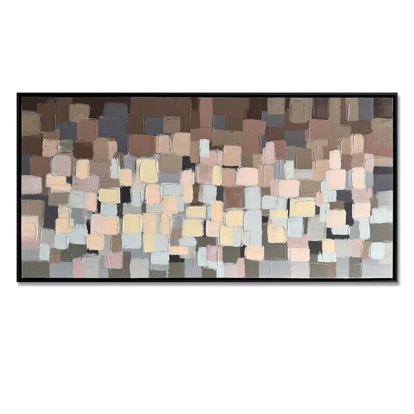 A&E "Synthesis" Framed Abstract Wall Art Print Hand Painted 30 in. x 60 in. Synthesis - The Home ...