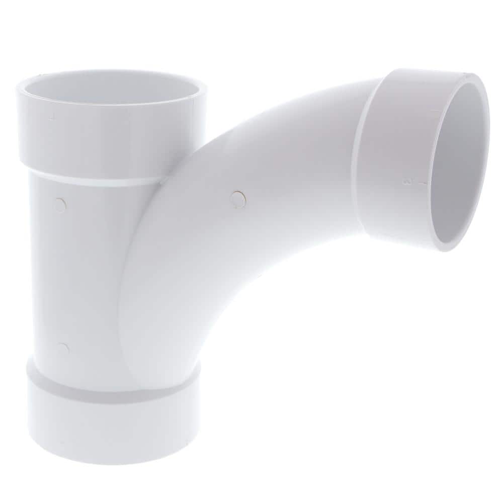 NIBCO 4 in. x 4 in. x 3 in. PVC DWV All Hub Long-Radius Sanitary Tee ...
