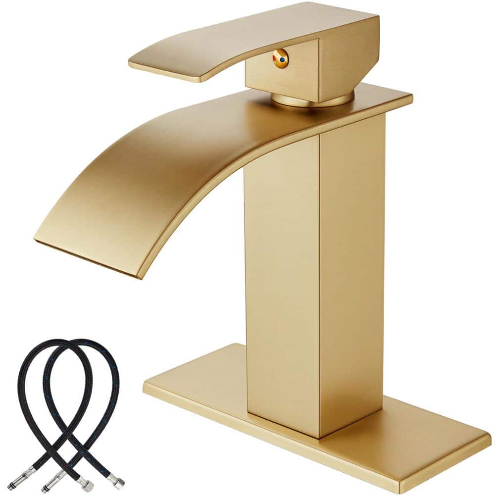 Single Handle Single Hole Bathroom Faucet with Deckplate Included and ...