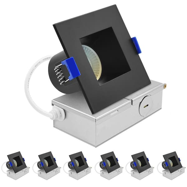 LUXRITE 3 in. Square Integrated LED Recessed Light J-Box 8W 5CCT ...