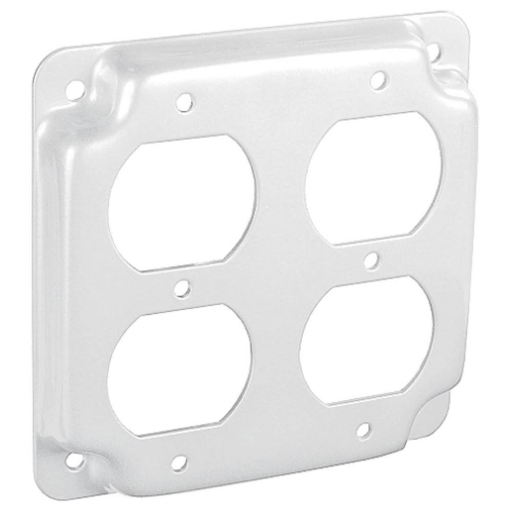 Southwire 4 in. Steel Metallic, Square Box Cover, 2-Duplex, 1/2 in ...