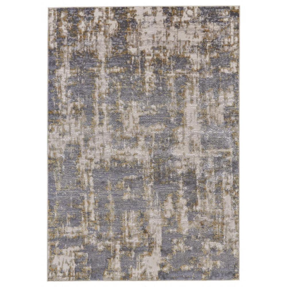 HomeRoots 2 ft. x 8 ft. Gray Abstract Area Rug 2000511781 - The Home Depot