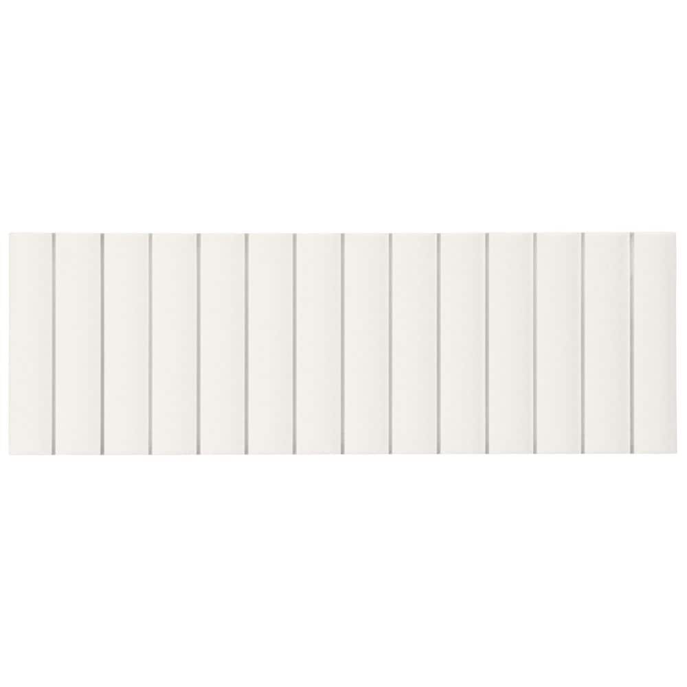Ivy Hill Tile Sway Ribbed White 3.93 in. x 0.31 in. Matte 3D Ceramic ...