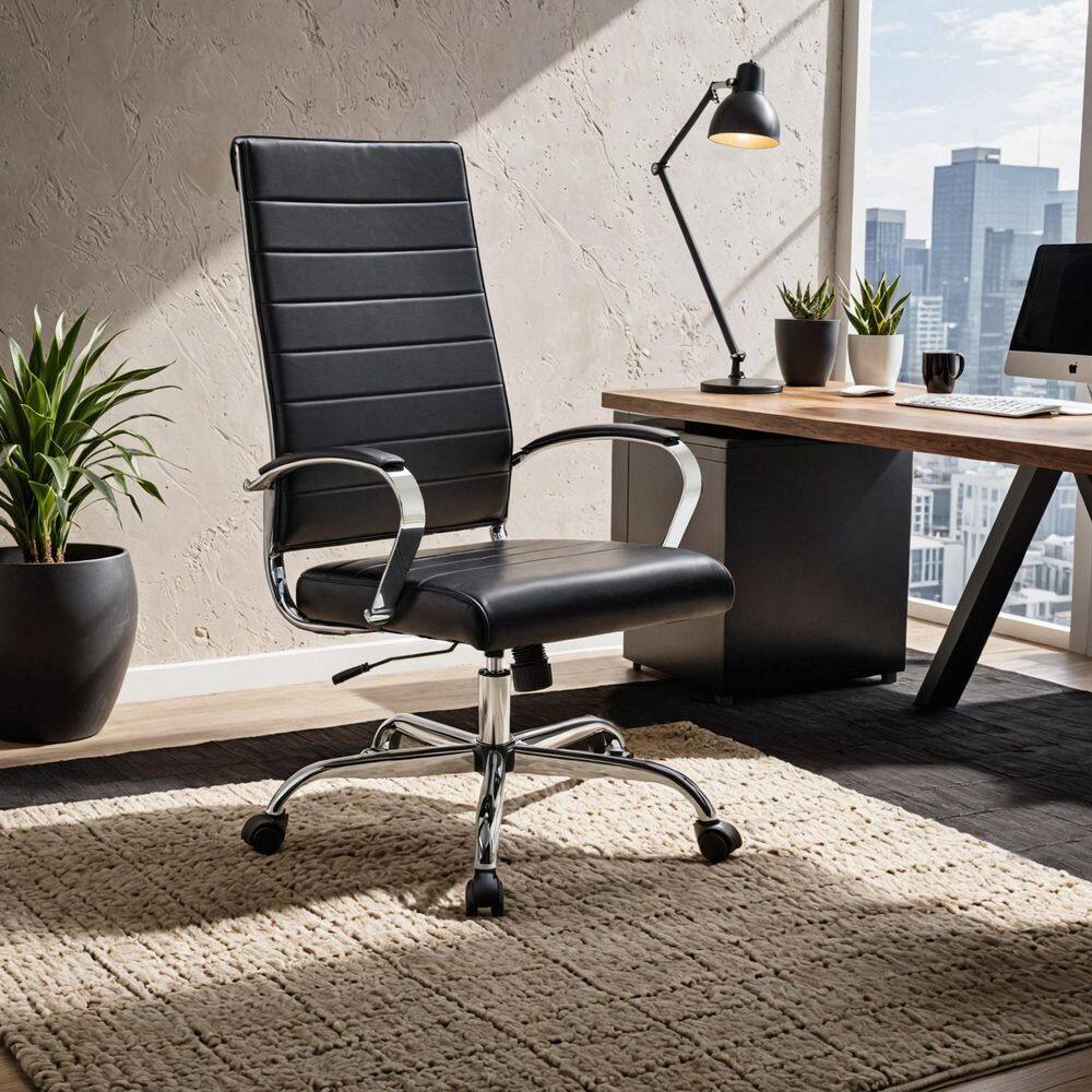 Leisuremod Benmar High Back Leather Office Chair Adjustable Ergonomic ...