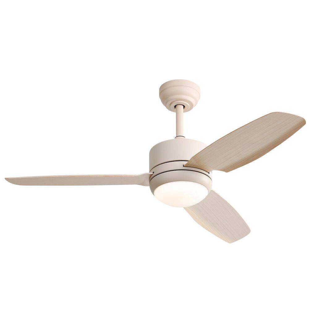 Byteany 46 in. Indoor Off White Ceiling Fan with Light, 3 Blades ...