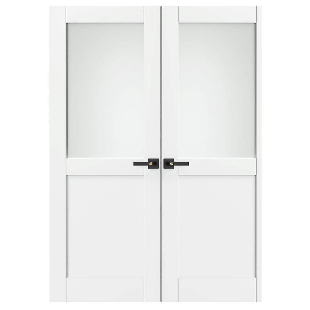 TENONER 64 in. x 80 in. Solid Wood MDF, Primed, White, 1/2 Lite ...